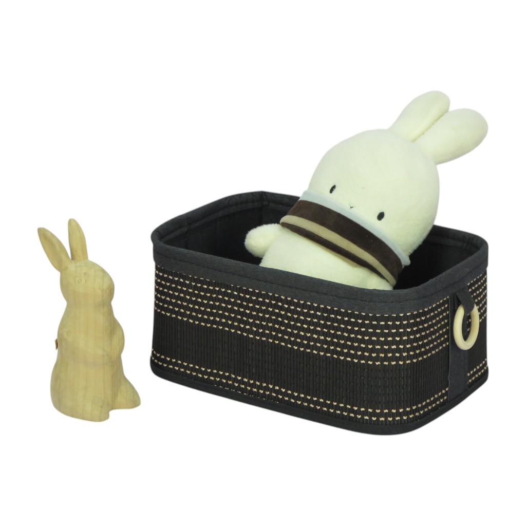 Cesta Para Ropa Negro Y Detalles Beige 32X22X14Cm - Aliss